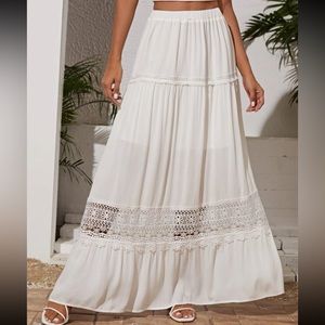 Skirts | Boho White Sheer Mesh Lace Panel | Poshmark